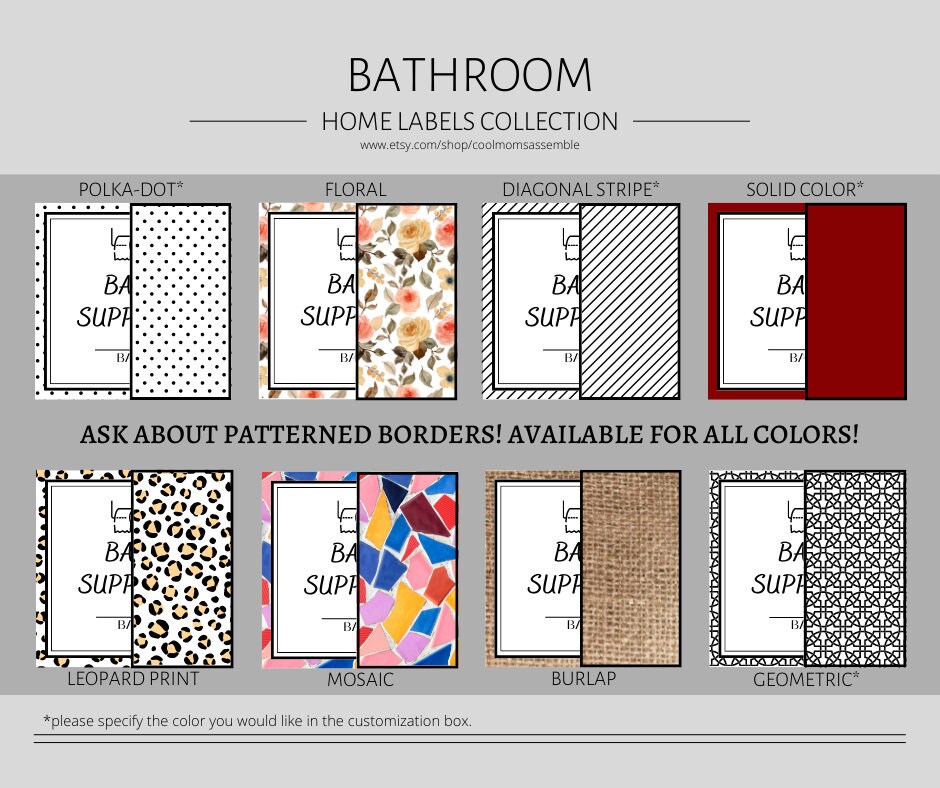 Bathroom Label Bundle 48 Label Bundle White Labels Black Labels ...