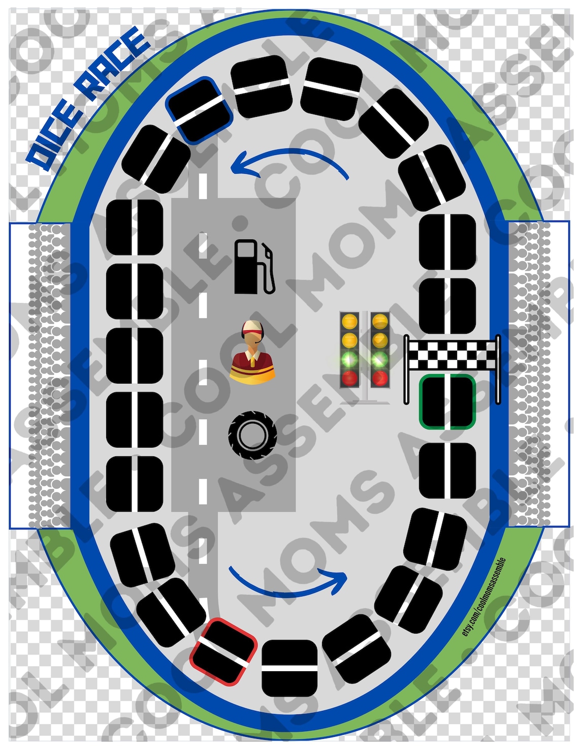 Dice Race Auto Racing Party Game- Printable Racing Game- Racing Party ...