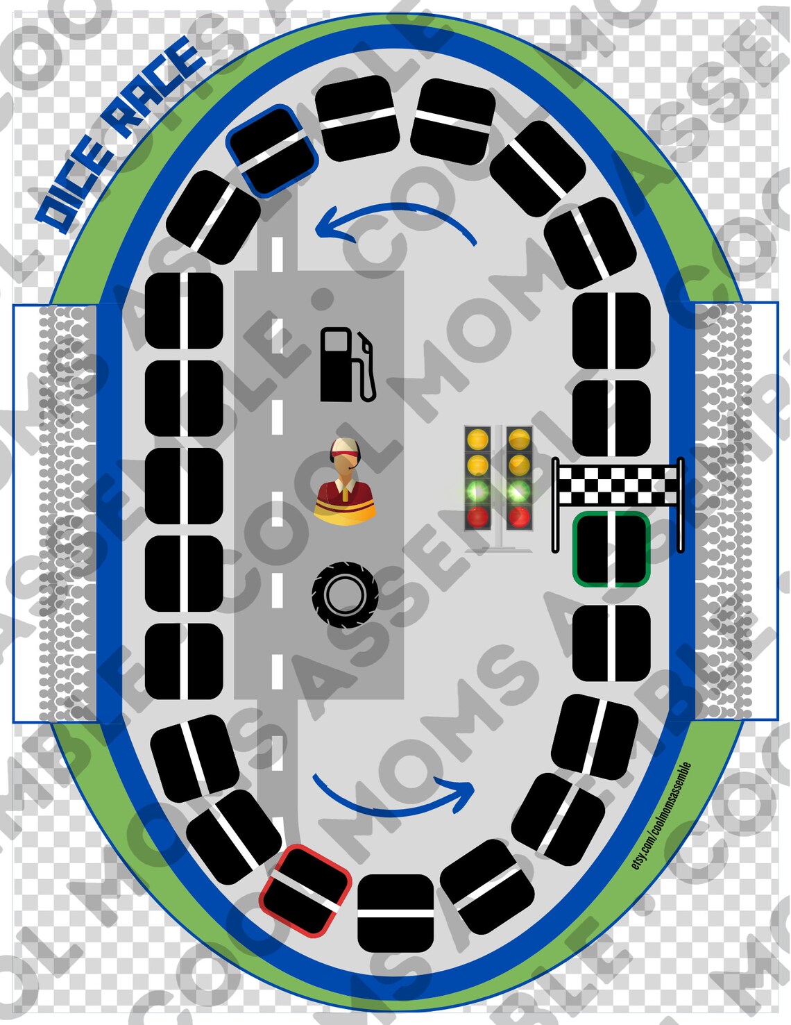 Dice Race Auto Racing Party Game- Printable Racing Game- Racing Party ...