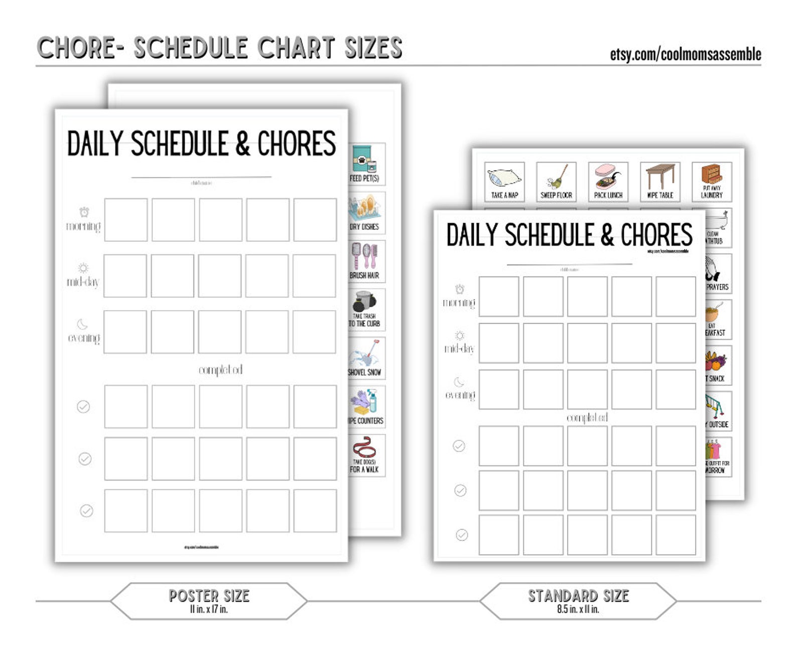 Minimalist Visual Chore-schedule Chart Digital Download Printable Chore ...