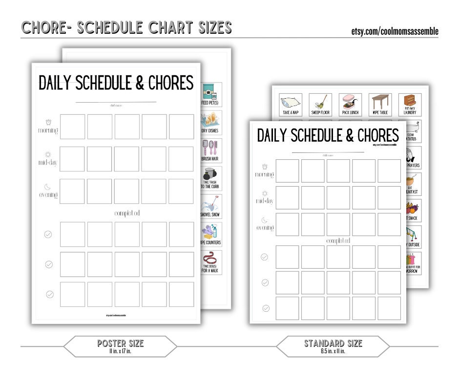 Minimalist Visual Chore-schedule Chart Digital Download Printable Chore ...