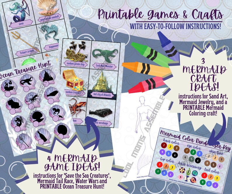 Mermaid Birthday Bundle Digital Download Birthday Templates - Etsy