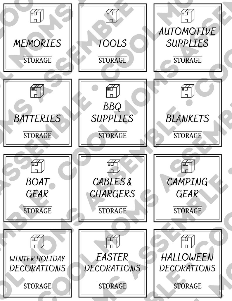 Garage Label Bundle- Storage Label Bundle- White Labels- Black Labels ...