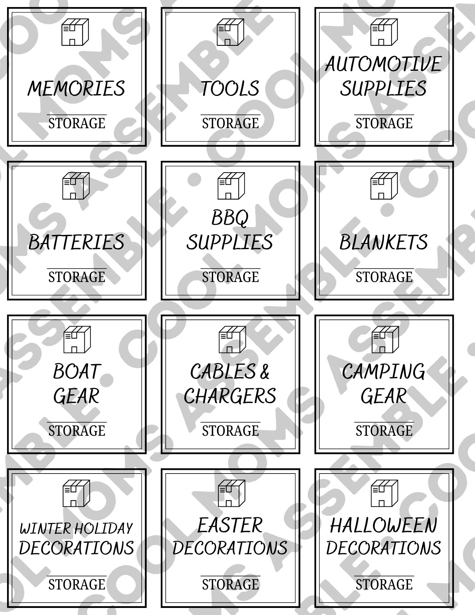 Garage Label Bundle- Storage Label Bundle- White Labels- Black Labels ...