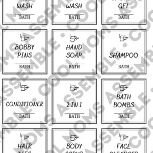 Bathroom Label Bundle- 48 Label Bundle- White Labels- Black Labels ...
