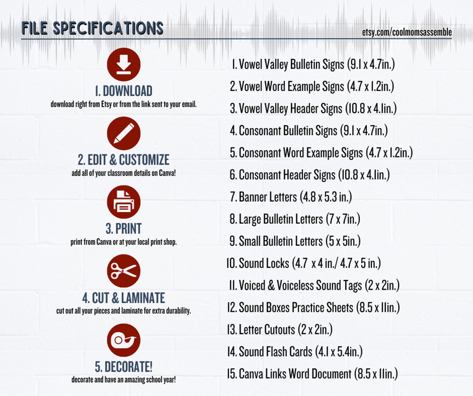 Sound Wall Classroom Decor Kit- Early Elementary- Sound Flash Cards ...