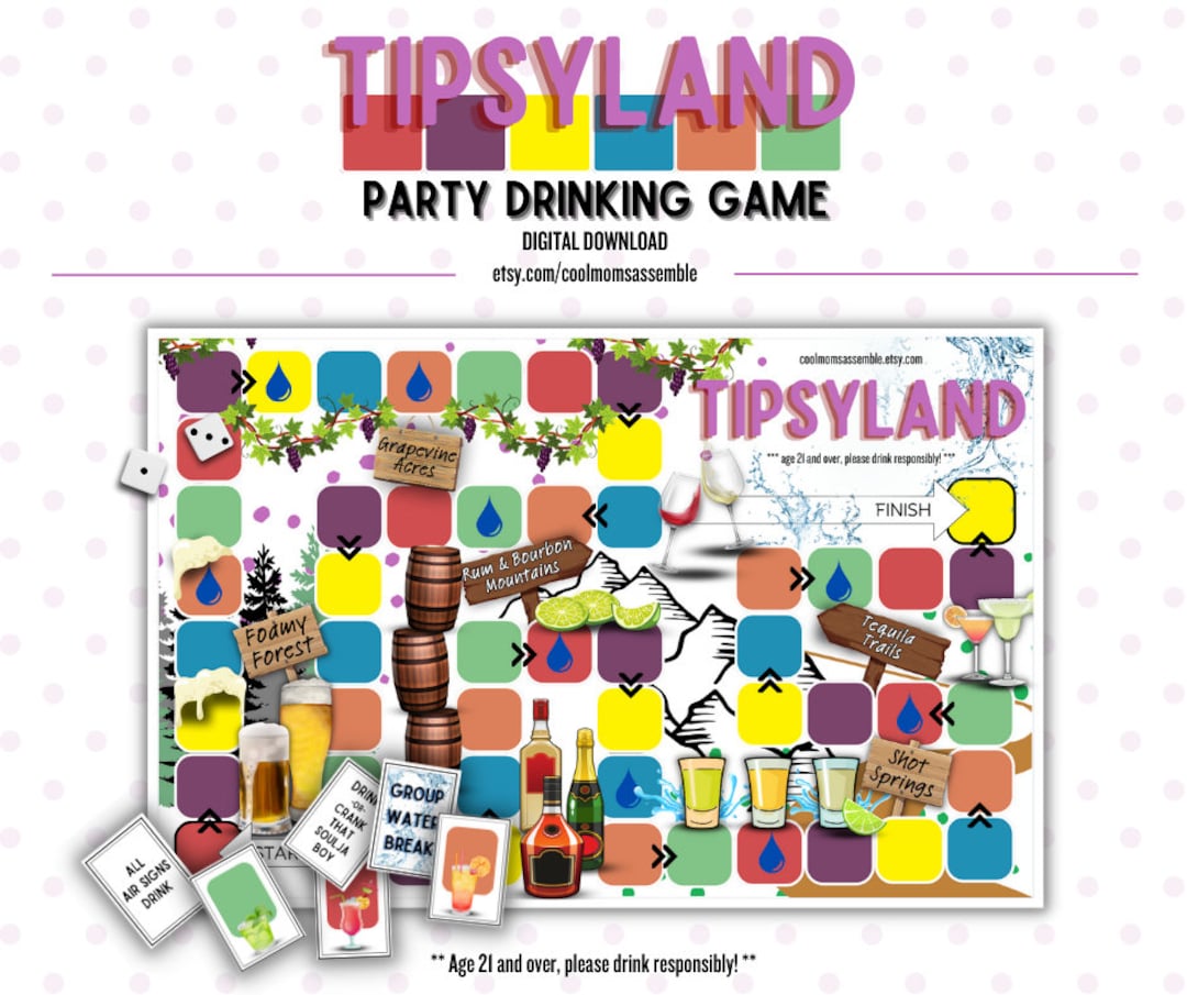 Tipsyland Drinking Game Digital Download Bachelorette Party Bachelor ...