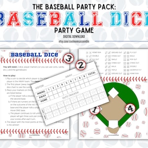 Baseball Dice Game- Printable Baseball Game- Baseball Party Game- Printable Party Game- Baseball ...