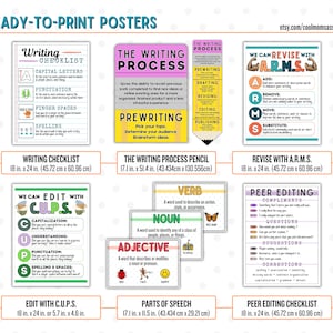 Writing Posters Classroom Decor Bundle- Grammar Posters- Teacher ...