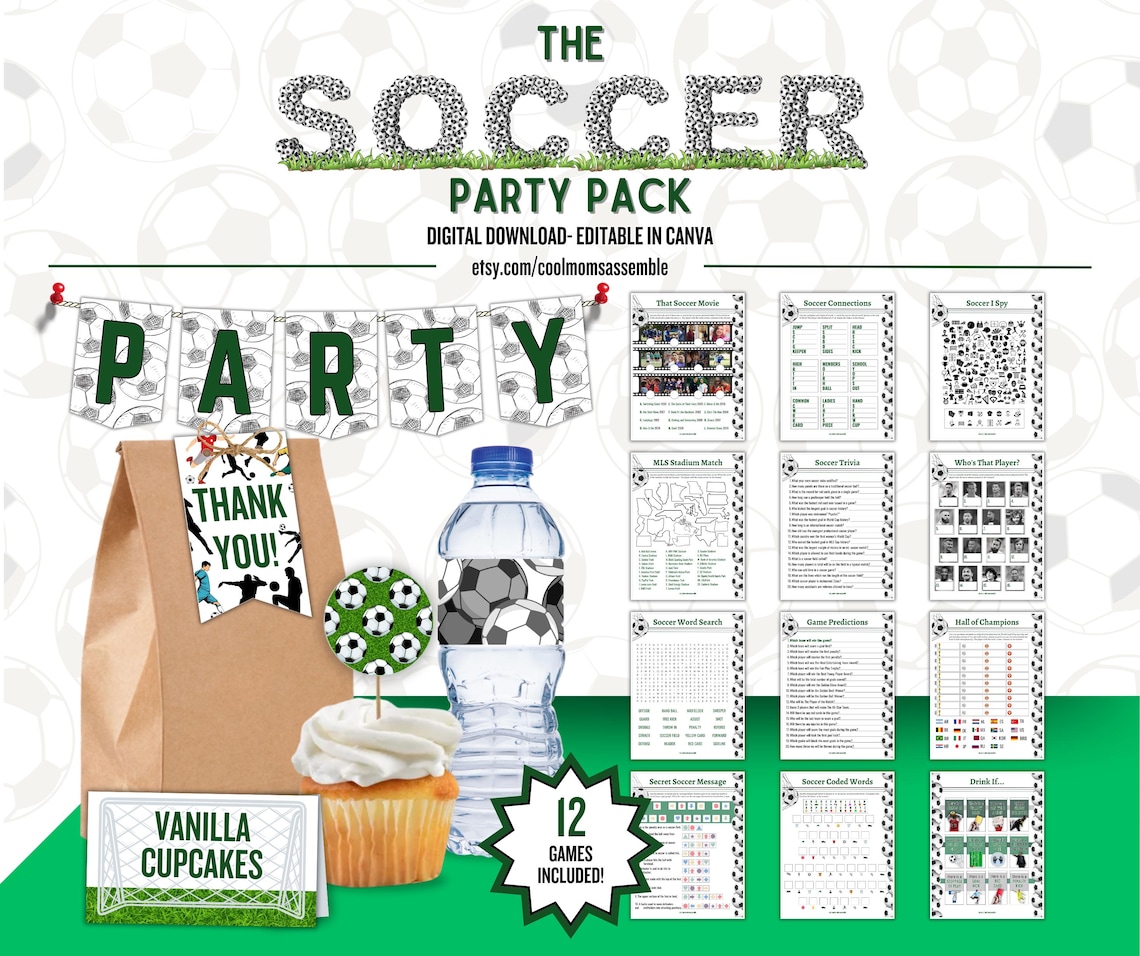 Soccer Party Pack- Soccer Games- Printable Party Games- Kid's Party ...