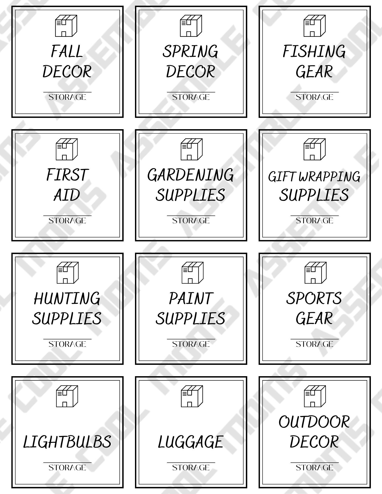 Garage Label Bundle Storage Label Bundle White Labels Black Labels ...