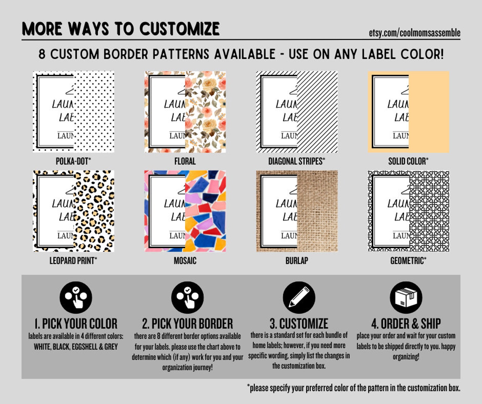 Laundry Label Bundle- 24 Label Bundle- White Labels- Black Labels ...