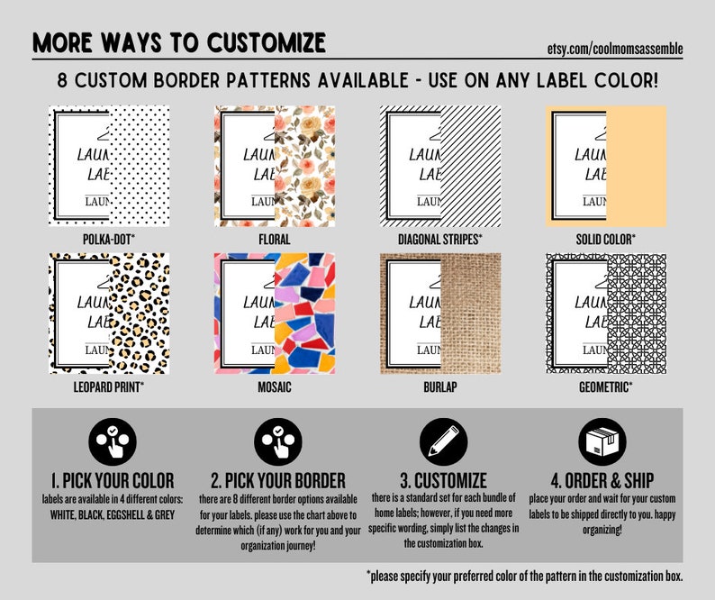 Laundry Label Bundle- 24 Label Bundle- White Labels- Black Labels ...