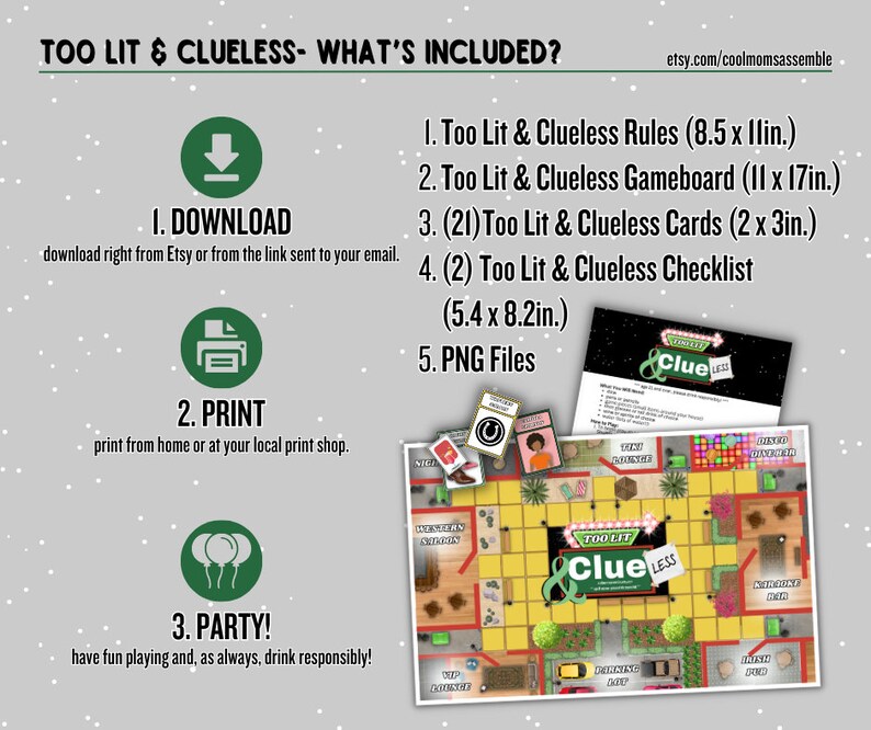Too Lit & Clueless Drinking Game Digital Download Bachelorette Party ...