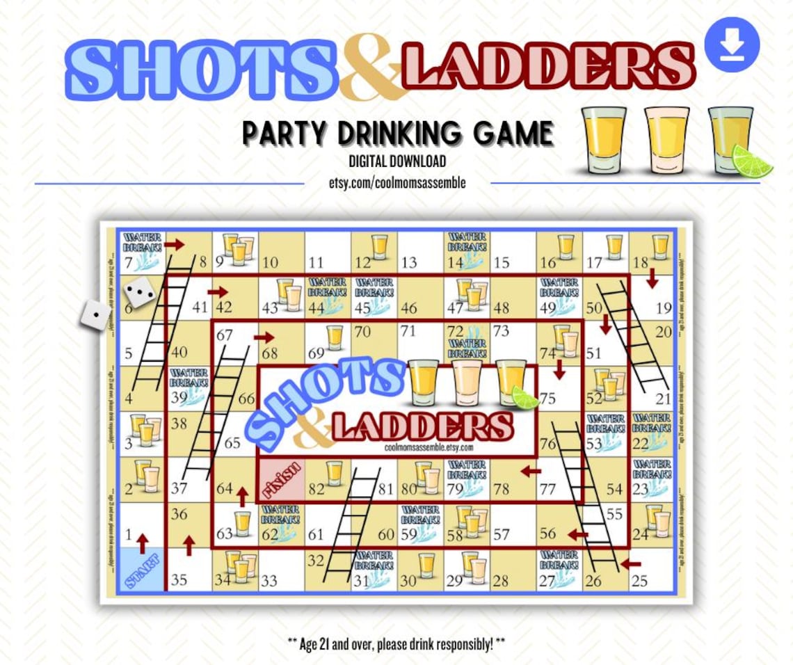 Shots & Ladders Nostalgic Drinking Game- Digital Download- Bachelorette ...