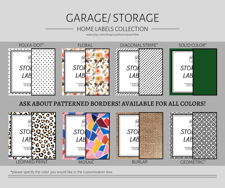 Garage Label Bundle Storage Label Bundle White Labels Black Labels ...