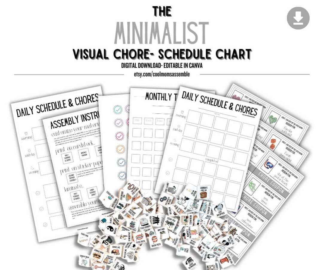 Minimalist Visual Chore-schedule Chart- Digital Download- Printable ...