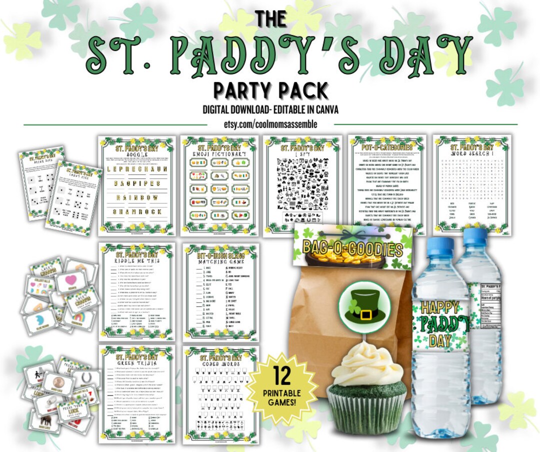 St. Paddy's Day Party Pack- St. Paddy's Party Games- Printable Party ...