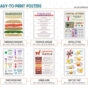 Writing Posters Classroom Decor Bundle- Grammar Posters- Teacher ...