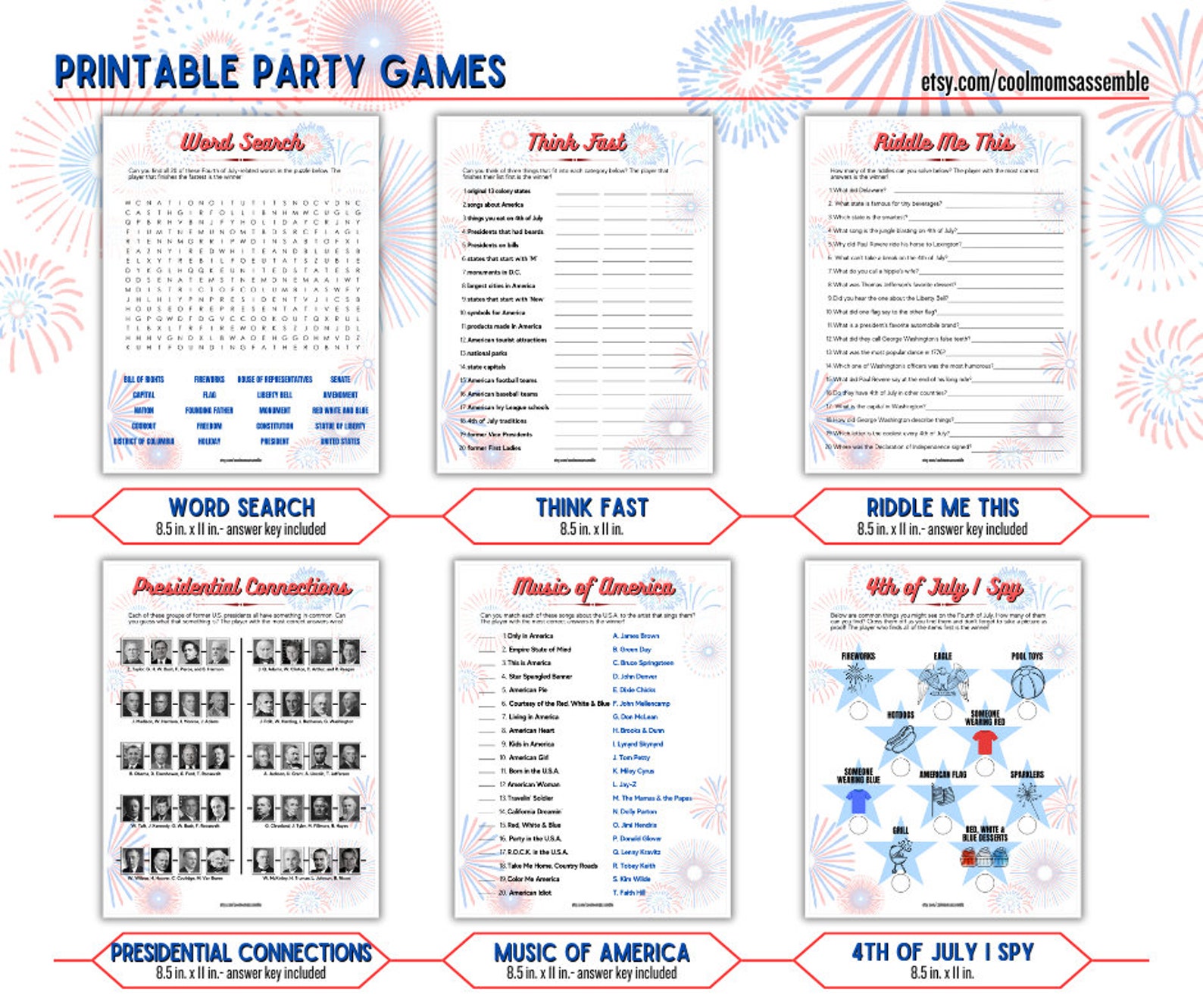Fourth of July Party Pack- Independence Day Games- 4th of July Drinking ...