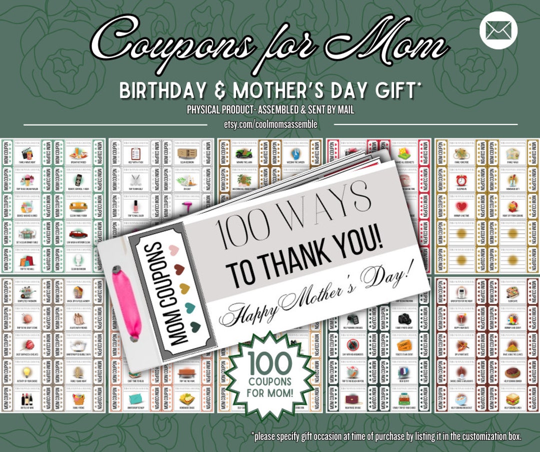 Coupons for Mom- Mother's Day Gift- Love & Appreciation- Homemade ...