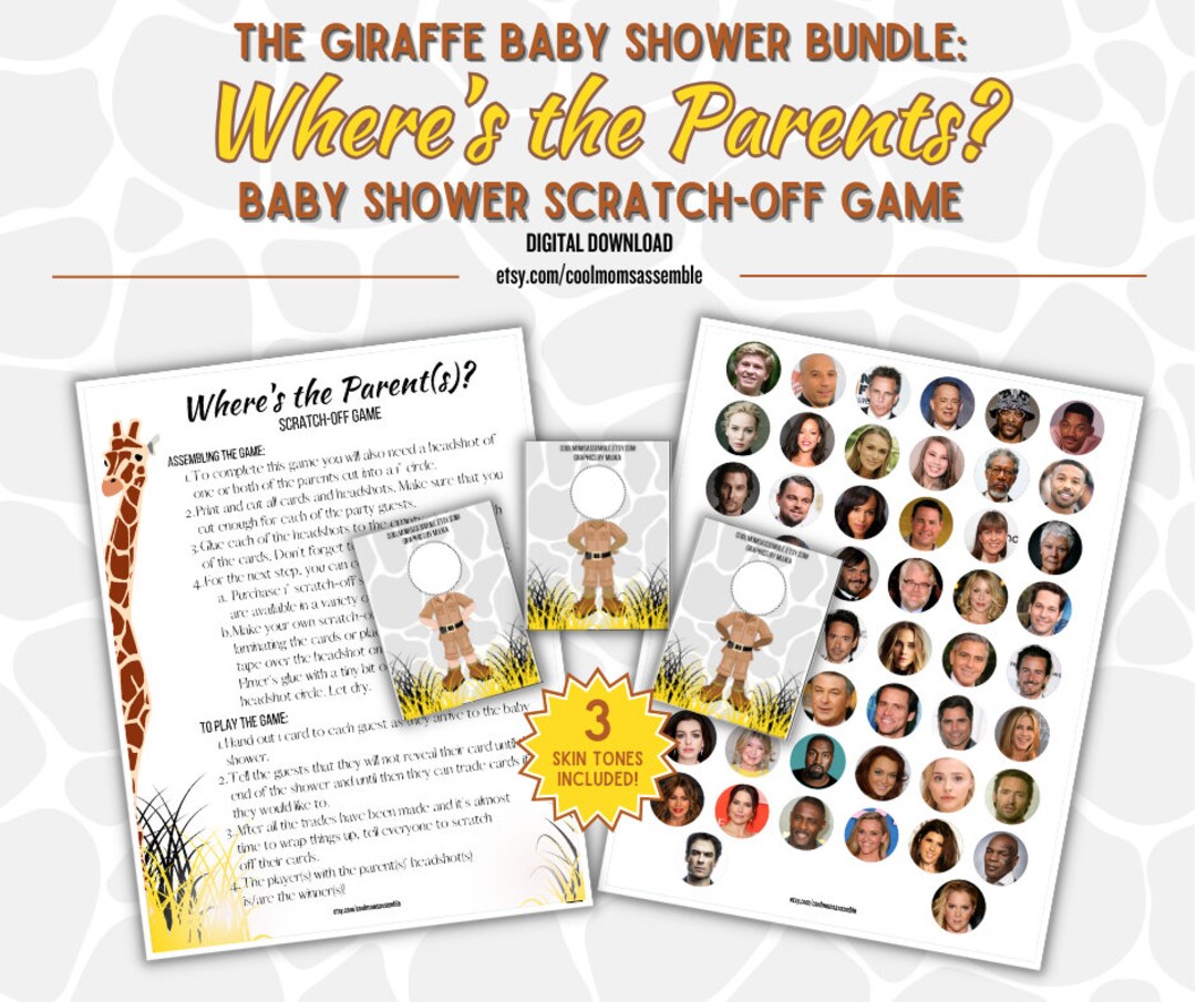 Where's the Parents Baby Shower Game Scratch-off Baby Shower Game ...