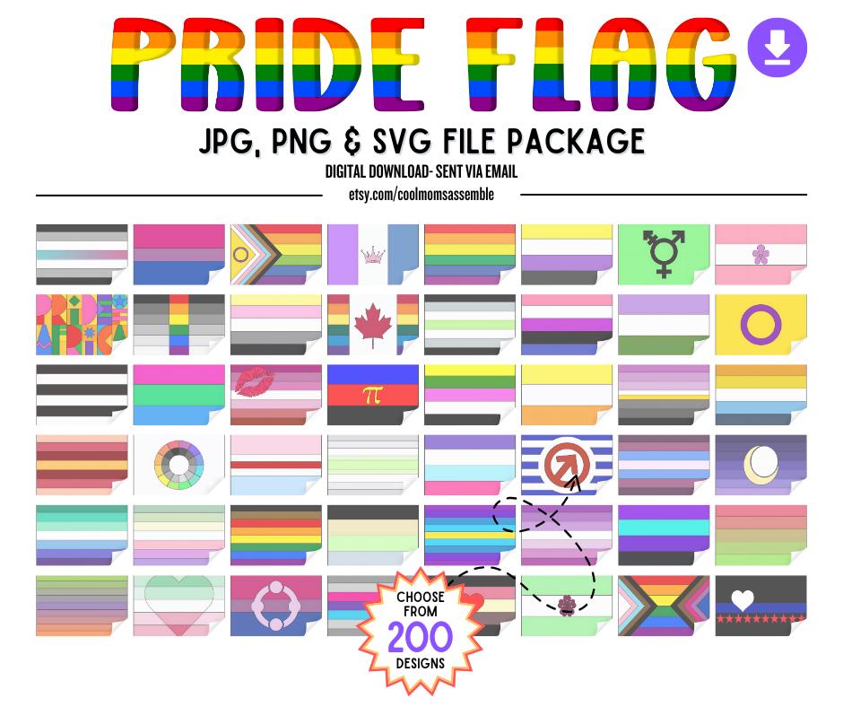 LGBTQ+ Pride Flag Collection- Digital Download- SVG Cut Files- Pride ...