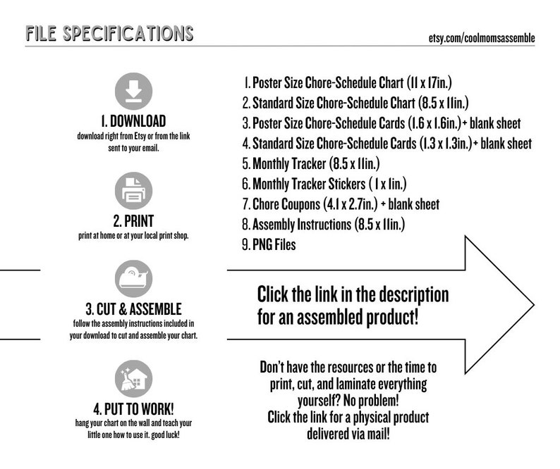 Minimalist Visual Chore-schedule Chart Digital Download Printable Chore ...