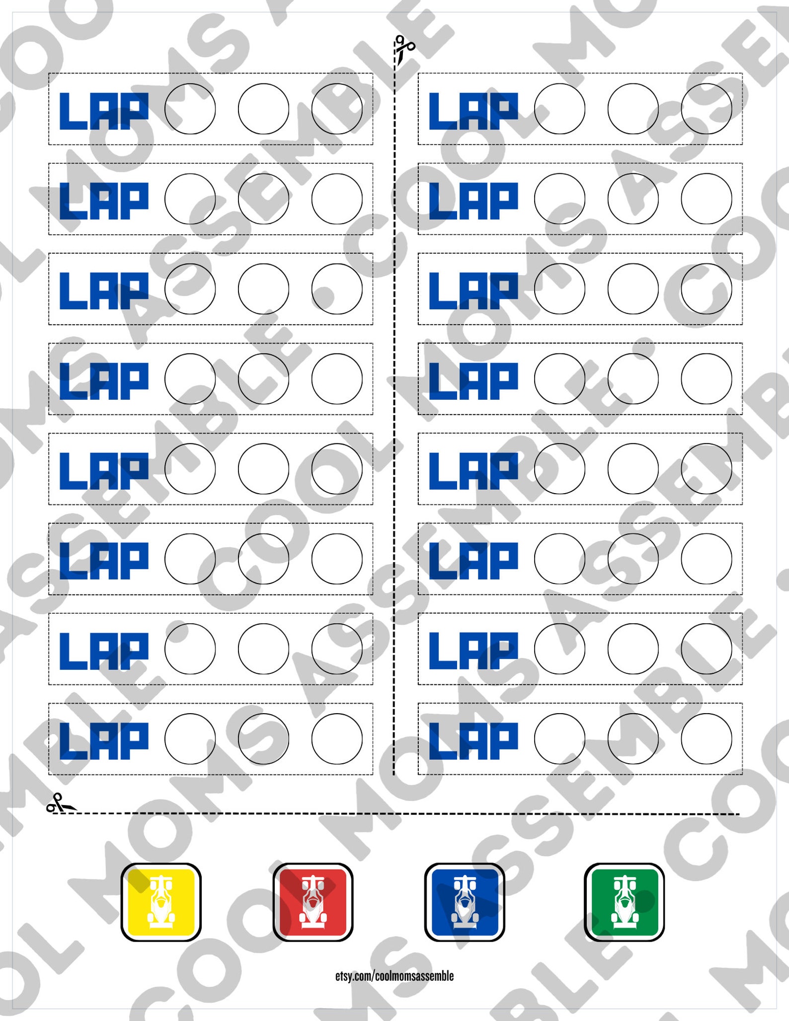 Dice Race Auto Racing Party Game- Printable Racing Game- Racing Party ...