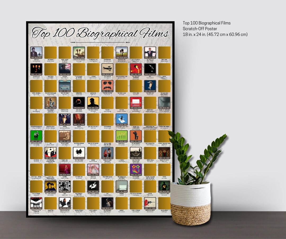 Top 100 Biographical Films Scratch-off Poster- Classic Movies- Date ...