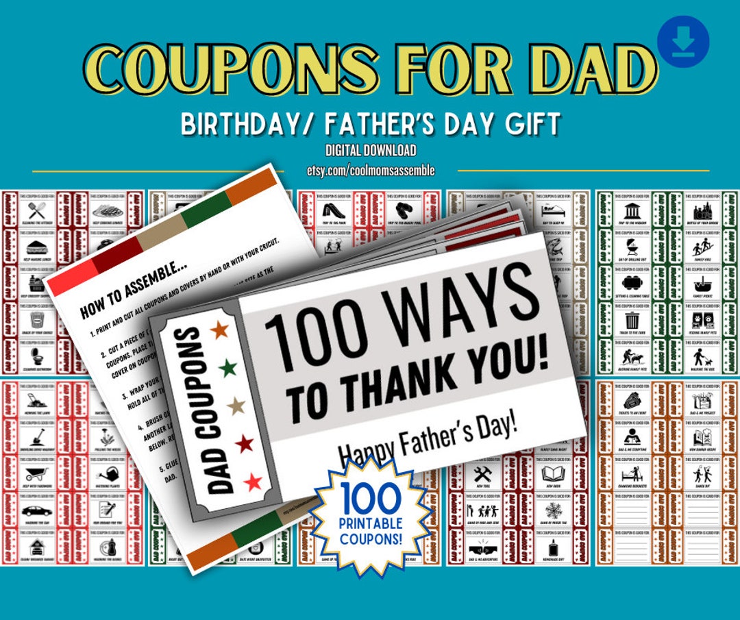 Coupons for Dad- Digital Download- Homemade Father's Day Gift ...