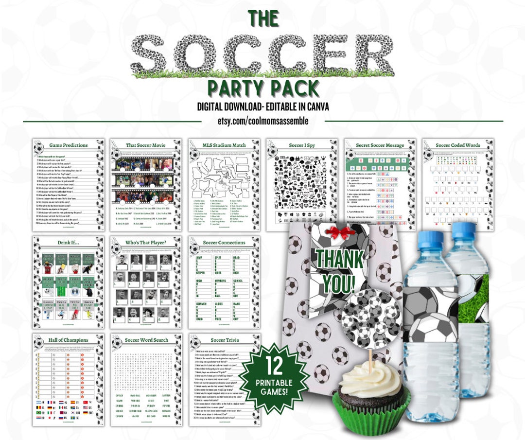 Soccer Party Pack- Soccer Games- Printable Party Games- Kid's Party ...