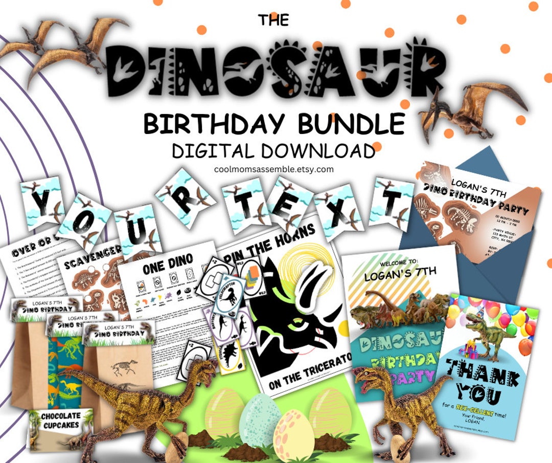 Dinosaur Birthday Bundle Dinosaur Birthday Party Dinosaur Party Games ...