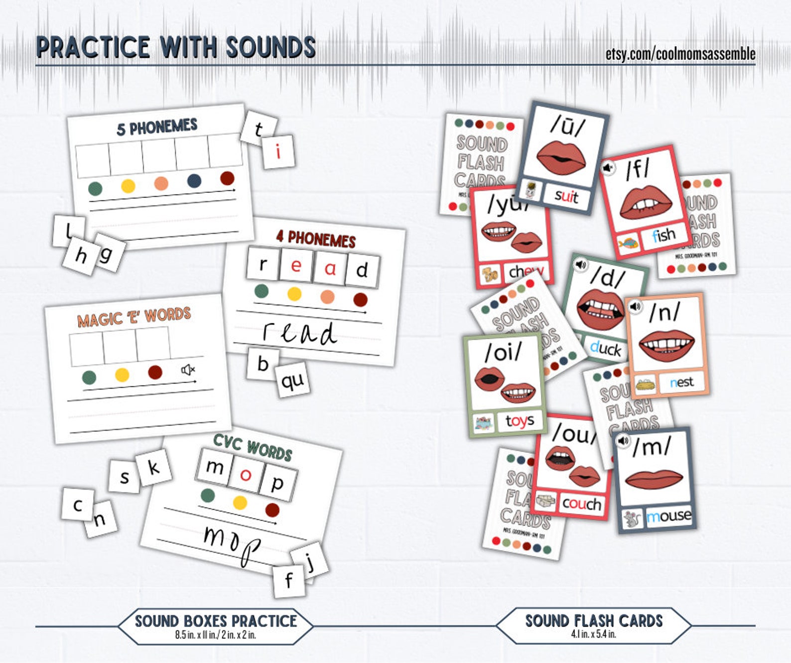 Sound Wall Classroom Decor Kit- Early Elementary- Sound Flash Cards ...