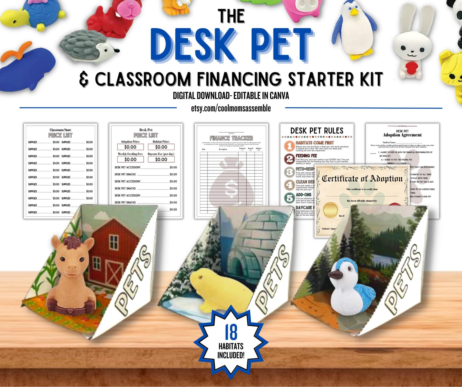 Desk Pet & Classroom Financing Starter Kit- Desk Pet Habitats- Desk Pet ...