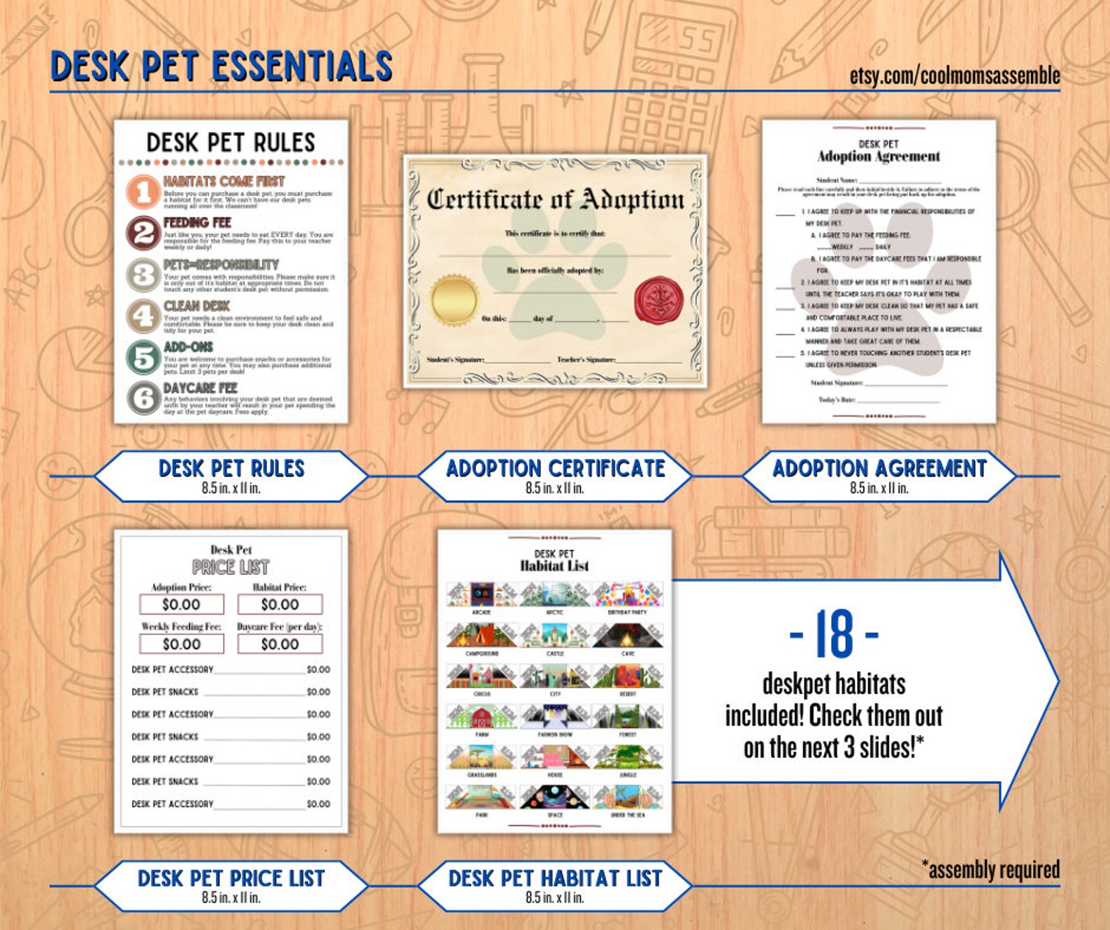 Desk Pet & Classroom Financing Starter Kit- Desk Pet Habitats- Desk Pet ...