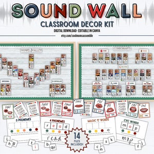 Sound Wall Classroom Decor Kit- Early Elementary- Sound Flash Cards ...