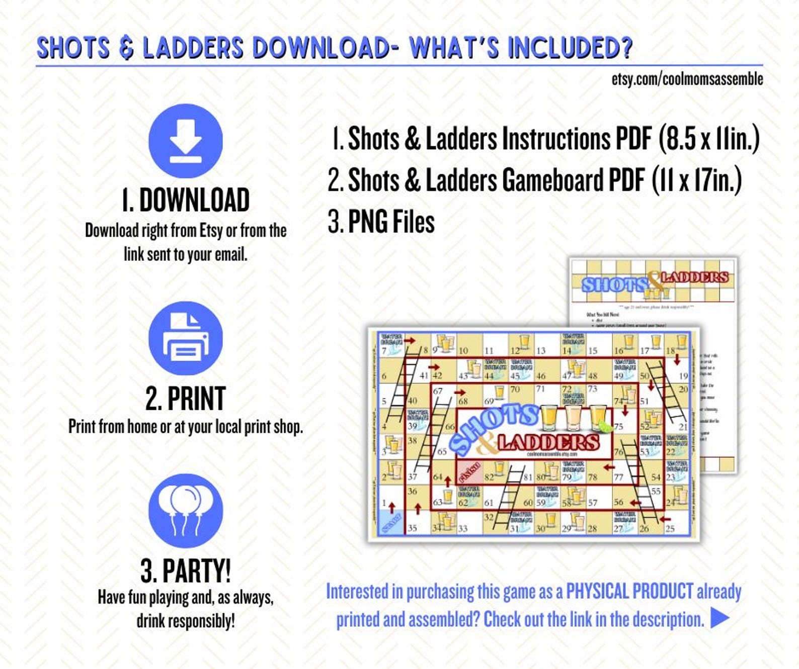 Shots & Ladders Nostalgic Drinking Game- Digital Download- Bachelorette ...