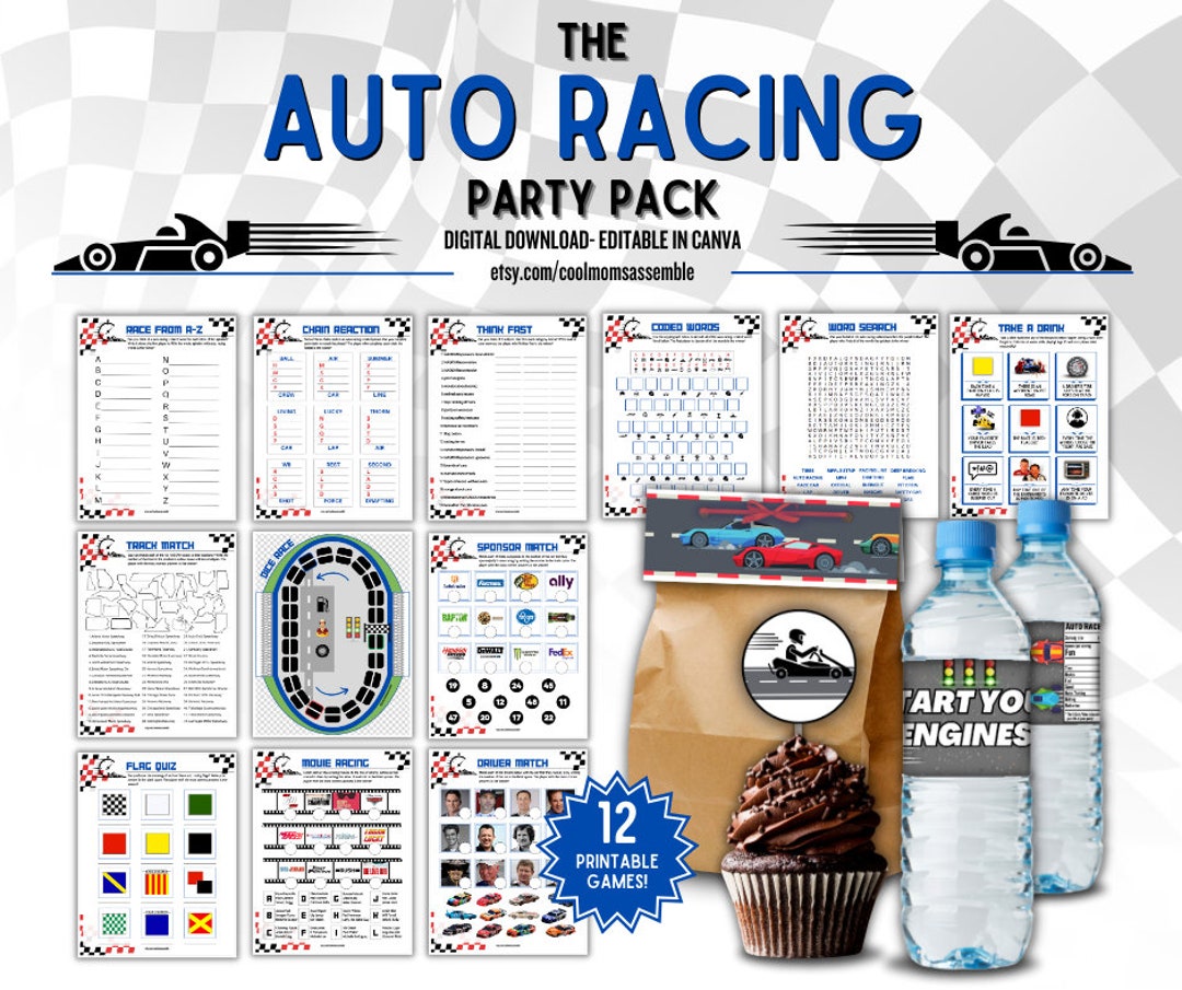 Auto Racing Party Pack- Racing Party Pack- Racing Party Games ...