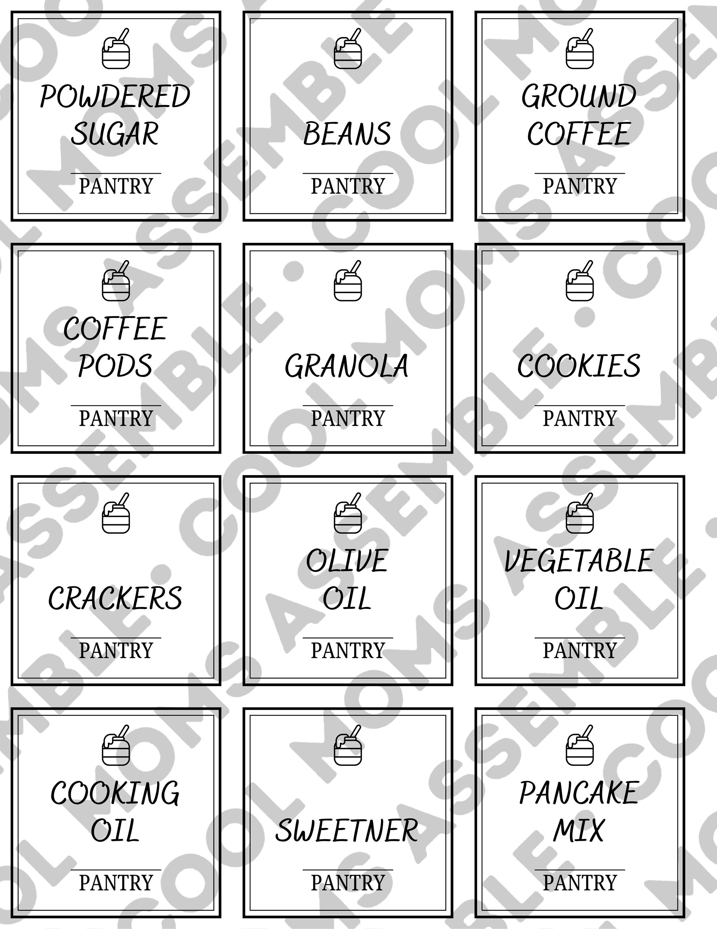 Pantry Label Bundle- Kitchen Label Bundle- White Labels- Black Labels ...