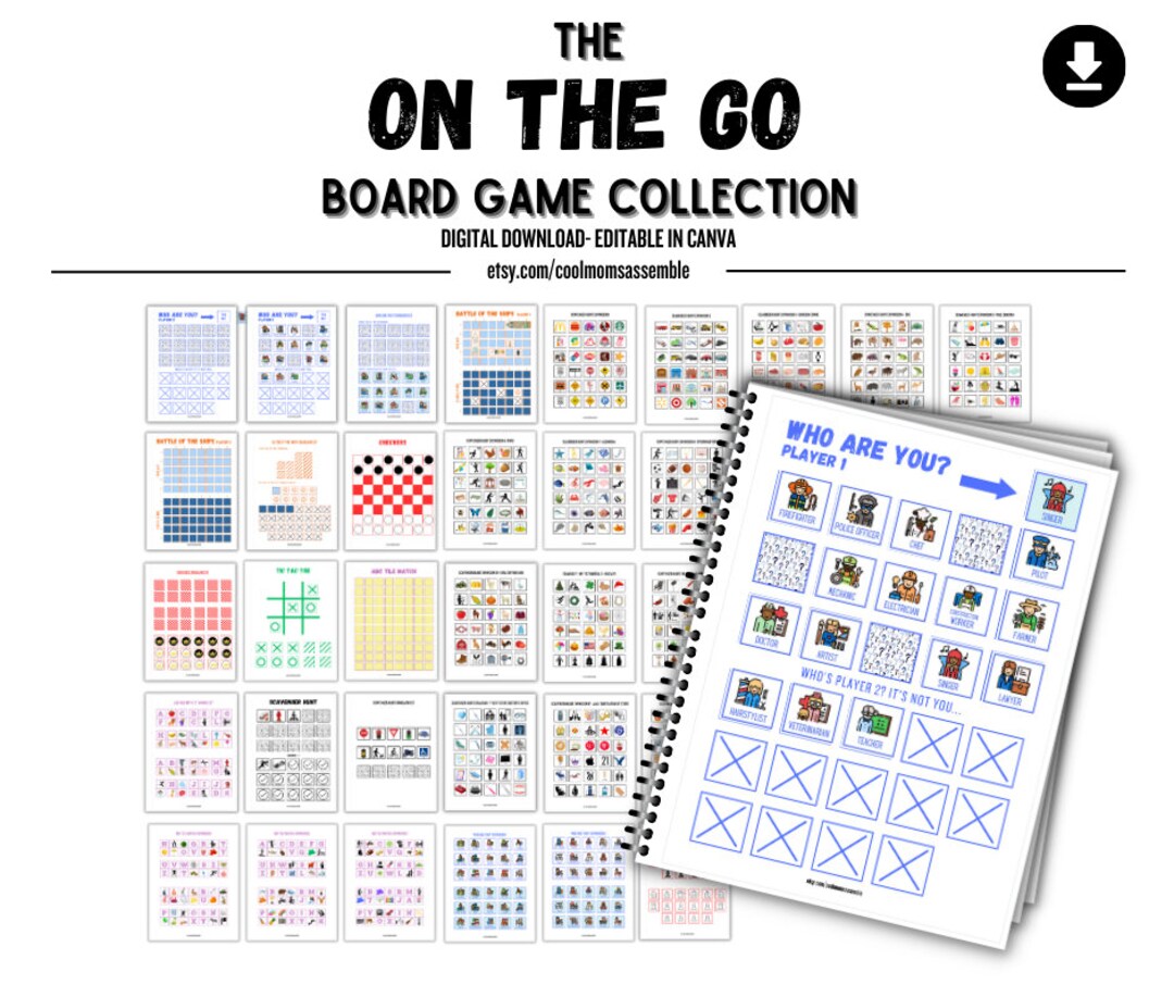 On the Go Board Game Collection- Digital Download- Board Games for Kids ...