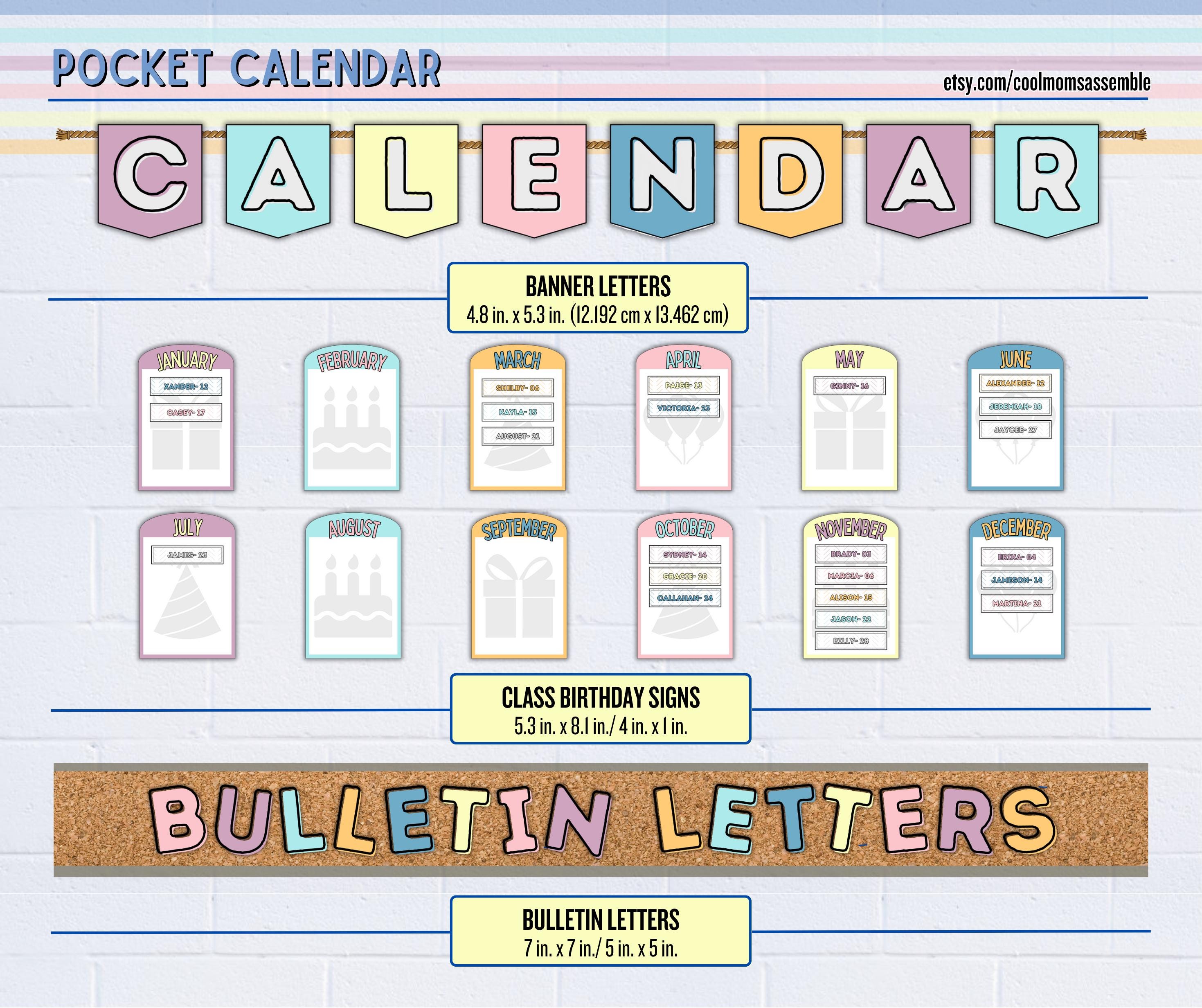 Pretty Pastels Classroom Calendar Bundle- School Calendar Bundle ...