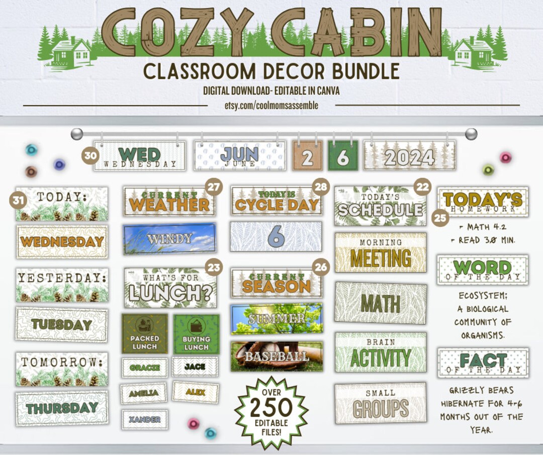 Cozy Cabin Classroom Décor Bundle- Digital Download- Class Décor ...