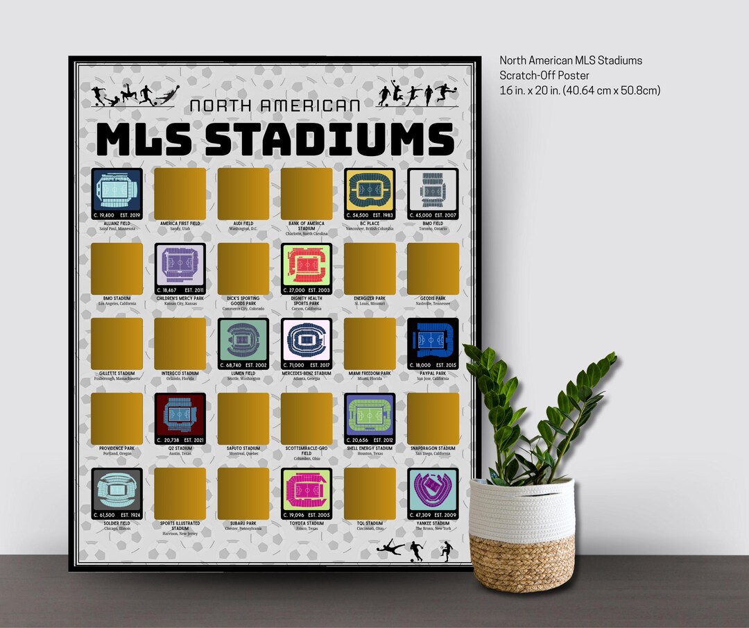 North American MLS Stadiums Scratch-off Poster- Sport Posters- Places ...