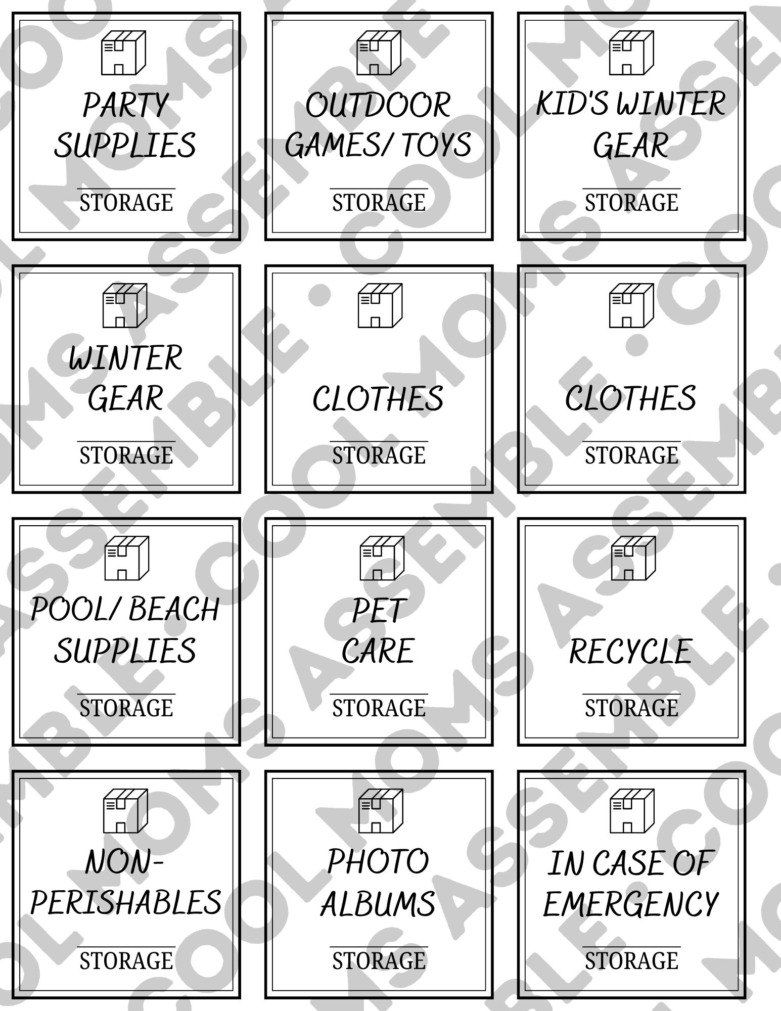 Garage Label Bundle- Storage Label Bundle- White Labels- Black Labels ...