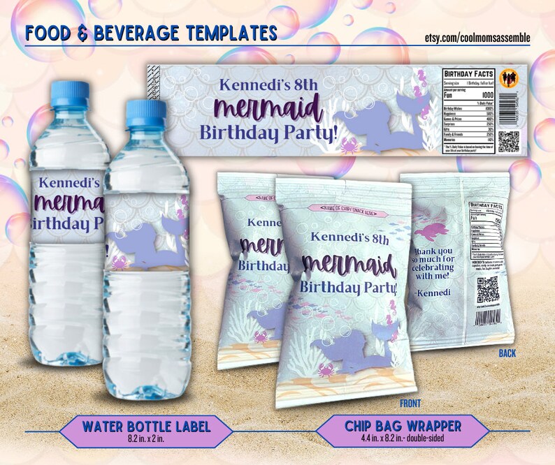 Mermaid Birthday Bundle Digital Download Birthday Templates Printabel ...