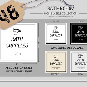 Bathroom Label Bundle 48 Label Bundle White Labels Black Labels ...