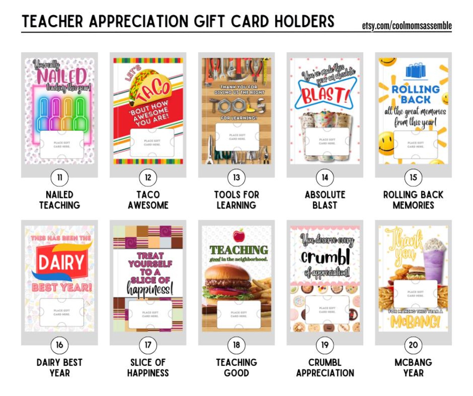 Teacher Appreciation Gift Card Booklet- Custom Teacher Gift Card ...