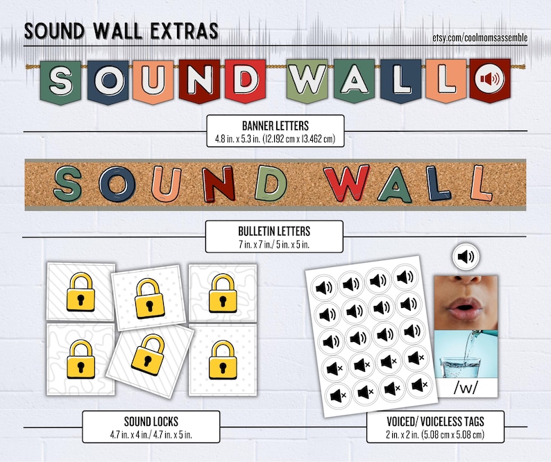 Sound Wall Classroom Decor Kit- Early Elementary- Sound Flash Cards ...