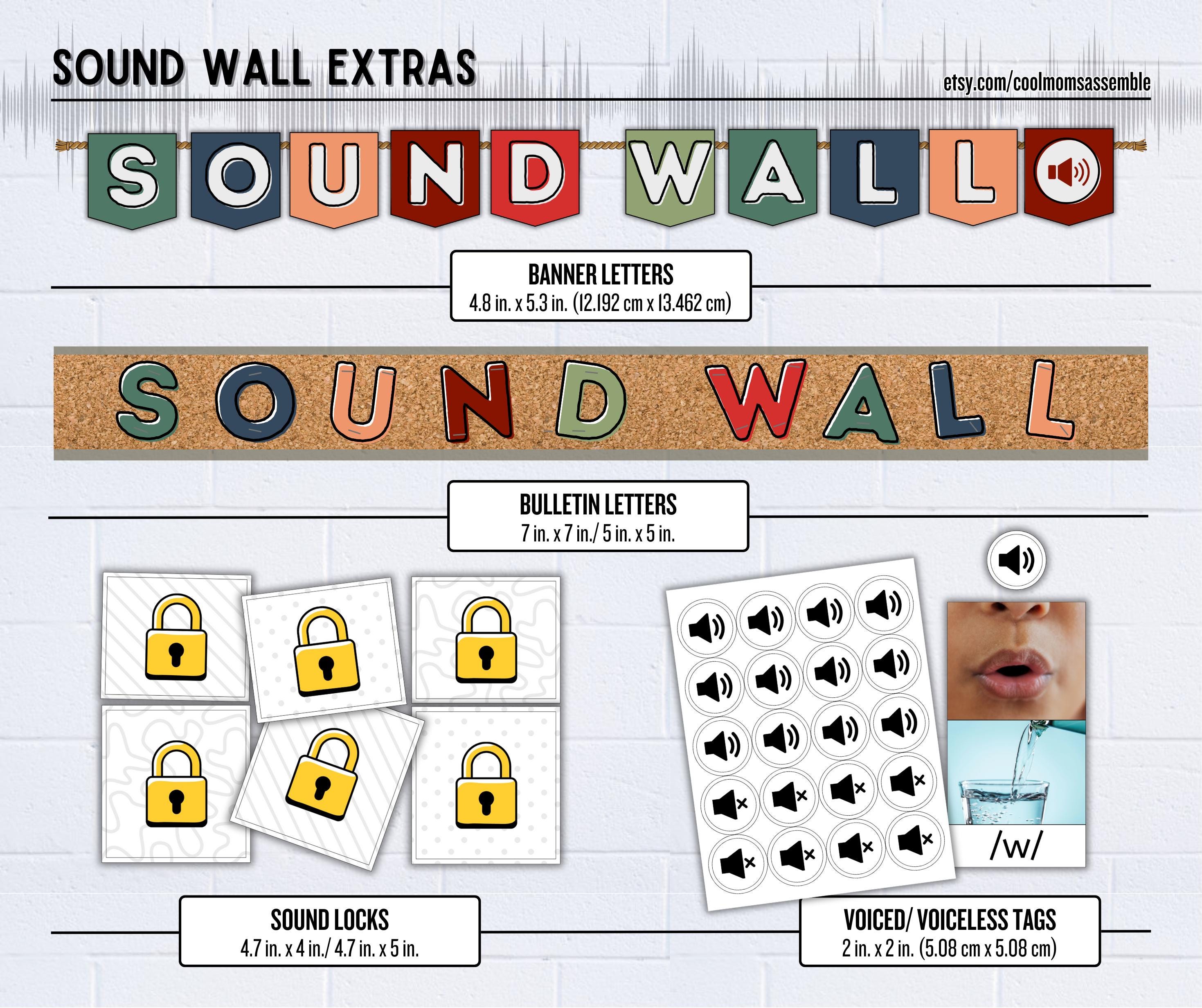 Sound Wall Classroom Decor Kit- Early Elementary- Sound Flash Cards ...